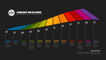 Full year dark timeline template made from squares