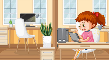 Girl doing various activities Royalty Free Vector Image