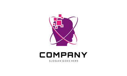 Virtual vision logo artificial intelligence Vector Image