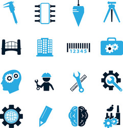 Engineering grey and blue icons set on white Vector Image