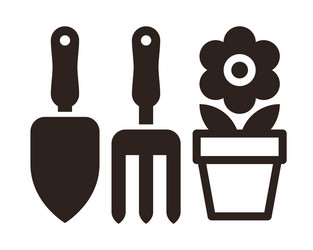 Planting icon gardening tools icon Royalty Free Vector Image