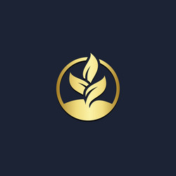 Leaf organic gold logo Royalty Free Vector Image