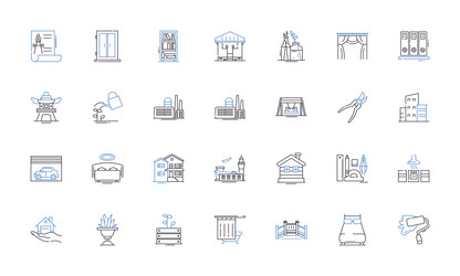 Structural design line icons collection stability Vector Image