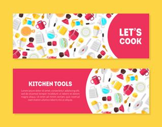 Cooking school banner template lets cook Vector Image