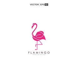 Pink flamingo logo template bird logo desi Vector Image