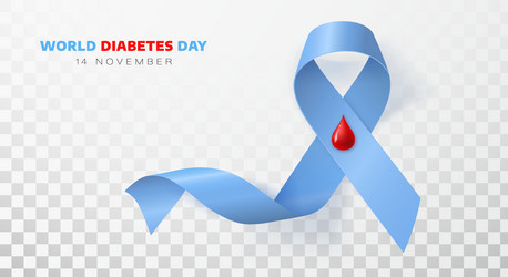 World diabetes day awareness ribbon on transparent