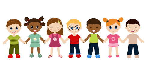 Children with sign board graphic Royalty Free Vector Image