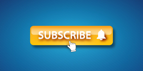 Orange subscribe button with ring bell isolated Vector Image