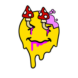 Acid smile face with brain Royalty Free Vector Image