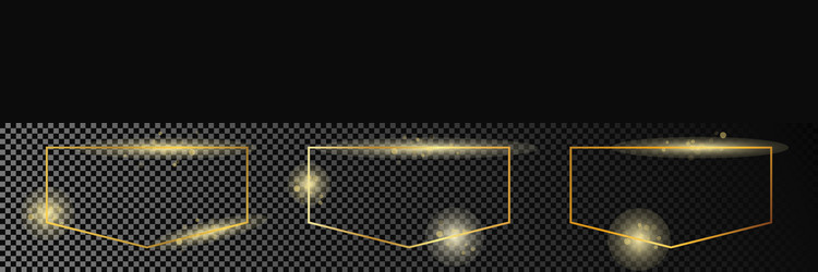 Gold glowing rounded rectangular frame Royalty Free Vector
