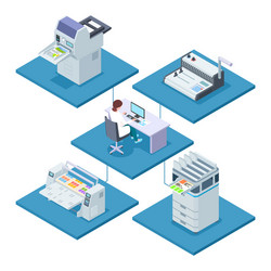 Isometric printing house icons concept Royalty Free Vector