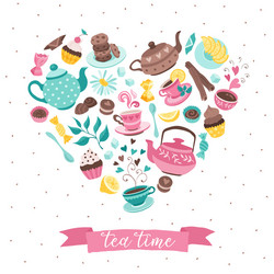 Tea time horizontal banner Royalty Free Vector Image