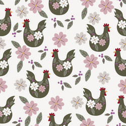 Fun chickens seamless pattern background Vector Image
