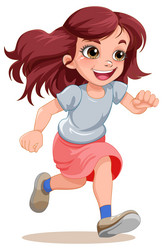 Running girl cartoon character Royalty Free Vector Image