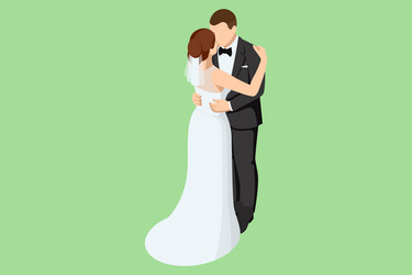 Isometric wedding couple lovely married couple Vector Image