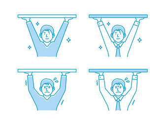 Young man holding object above Royalty Free Vector Image