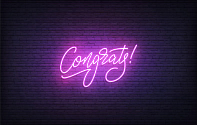 Congratulations neon sign glowing neon lettering Vector Image