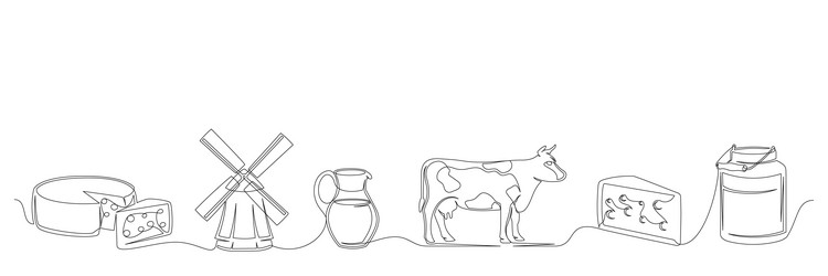 Continuous one line drawing an cheese Royalty Free Vector