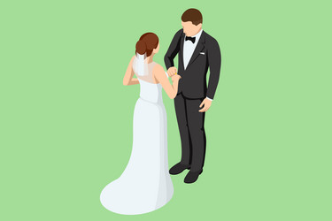 Isometric wedding couple lovely married couple Vector Image