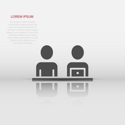 People with laptop computer icon in flat style pc Vector Image