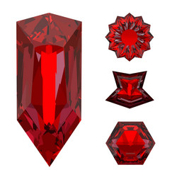 Red precious gem isolated on white background Vector Image
