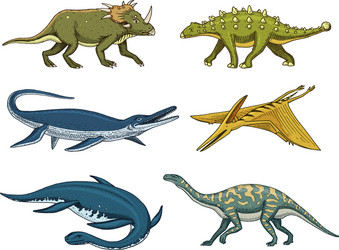 Dinosaurs in isometric style isolated Royalty Free Vector