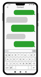 Mobile phone mockup sms application template Vector Image