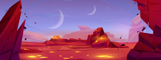 Alien space planet cartoon landscape background Vector Image
