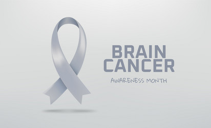 Brain cancer awareness month symbol grey ribbon Vector Image