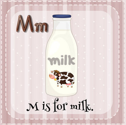 Letter m vocabulary milk truck Royalty Free Vector Image