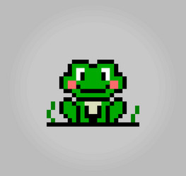 8 bit pixel frog jump Royalty Free Vector Image