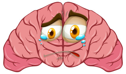 Cartoon human brain with facial expression Vector Image