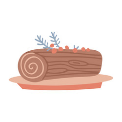 Chocolate roll sweet log icon cartoon swirl cake Vector Image