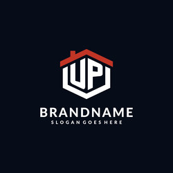 Letter up logo for real estate with hexagon style Vector Image