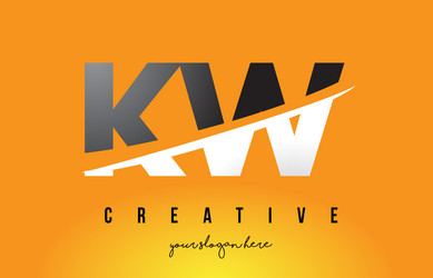 Kw k w letter modern logo design with yellow Vector Image