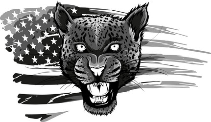 Monochrome panther head with american flag Vector Image