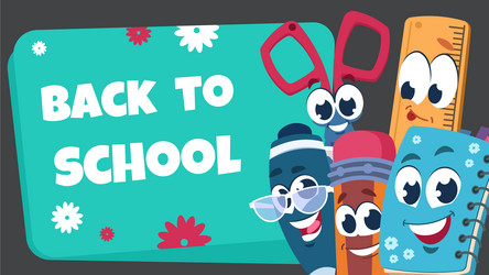 School characters poster cartoon cute educational Vector Image