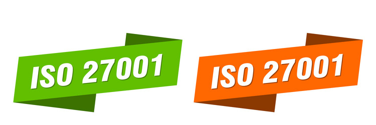 Iso 27001 sticker square isolated sign Royalty Free Vector
