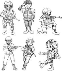Soldier line art Royalty Free Vector Image - VectorStock