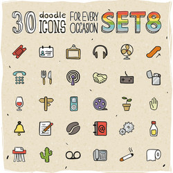 30 colorful doodle icons set 11 Royalty Free Vector Image