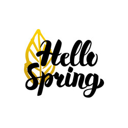 Handwritten calligraphy hello spring Royalty Free Vector