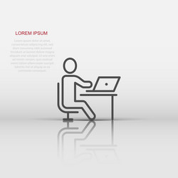 People with laptop computer icon in flat style pc Vector Image