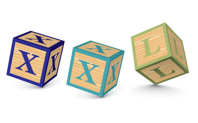 Word xxl written with alphabet blocks Royalty Free Vector