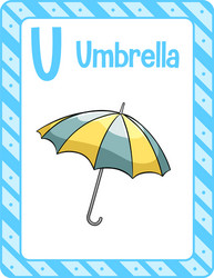 Alphabet flashcard with letter u for umbrella Vector Image