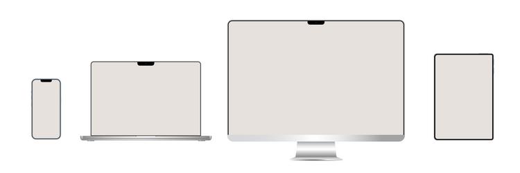 Set realistic monitors laptop tablet and phone vec