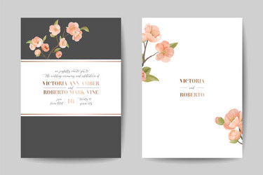 Wedding invitation card front back side set Vector Image