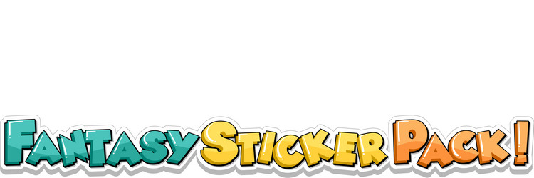 Font design with fantasy sticker pack word Vector Image