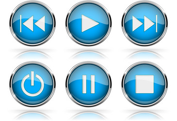Red round media button rewind button shiny icon Vector Image
