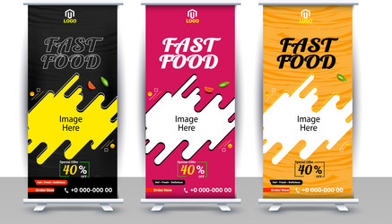 Restaurant roll up food banner standee design Vector Image