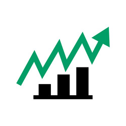 Rapidly increasing bar graph icon or increase Vector Image